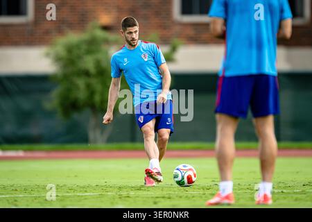 Andrej Kramaric of Croatia during the training session one day ahead of ...