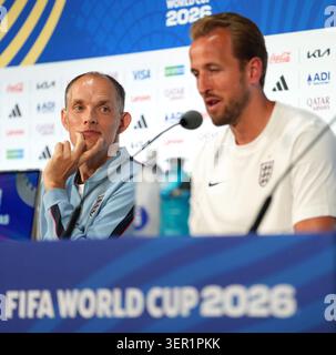 England manager Thomas Tuchel (left) Harry Kane (centre) and Andy ...