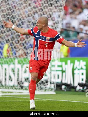 Leo Ostigaard of Norway celebrates after scoring a goal during the ...