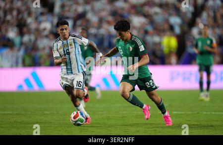 Ibrahim Maza (Algeria) controls the ball during Argentina and Algeria ...