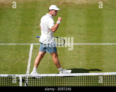 Adrian Mannarino of France reacts during his match against Arthur Fery ...