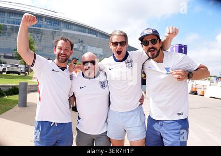 England fans arriving at Dallas Stadium, Arlington, ahead of tonight's ...