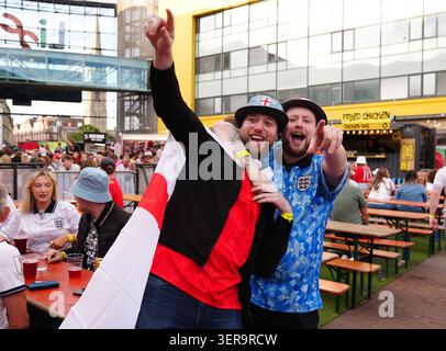 Fans ahead of a screening of the FIFA World Cup match between England ...