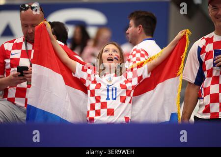 A Croatian fan waves during the FIFA World Cup Group L match between ...