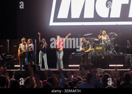 Thetford, UK, 17 June, 2026. McFly in concert. Pictured left to right ...