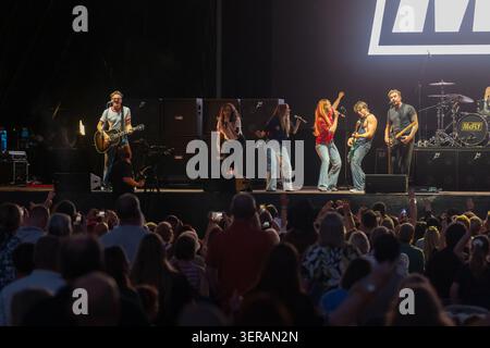 Thetford, UK, 17 June, 2026. McFly in concert. Pictured left to right ...