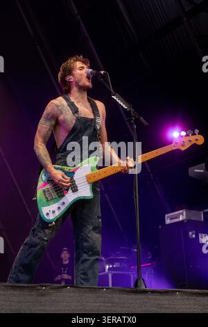 Thetford, UK, 17 June, 2026. Twin Atlantic in concert. Pictured left to ...