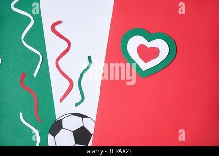 A football paper design in the colors of the Mexican flag: green, white ...