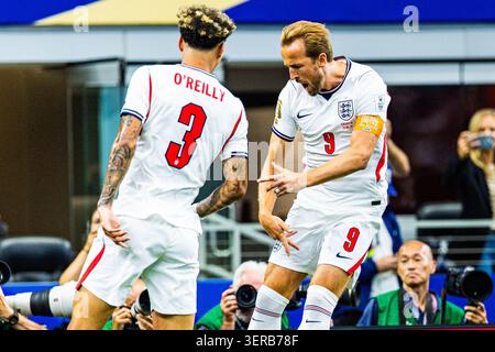 England forward Harry Kane (9) celebrates after winning during the ...