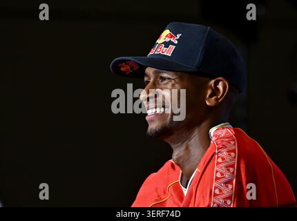 Doha. 18th June, 2026. Qatari high jumper Mutaz Essa Barshim attends ...