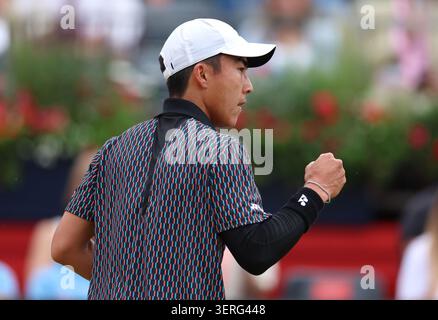Jiri Lehecka of Czech Republic reacts during day eleven of the HSBC ...