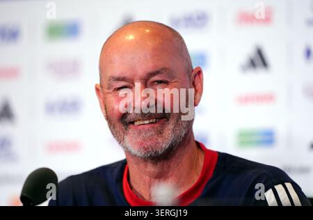 Scotland manager Steve Clarke during a press conference at the Boston ...