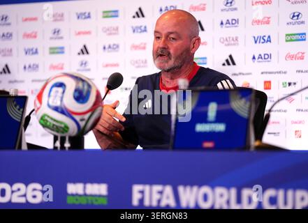 Scotland manager Steve Clarke during a press conference at the Boston ...