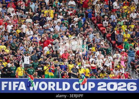 South Africa fans cheer on their team during the World Cup Group A ...