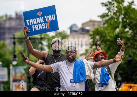 Mitchell Robinson, Karl-Anthony Towns at a public appearance for Knicks ...