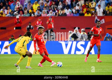 Yoel Bárcenas of Panama passes the ball during the FIFA World Cup game ...