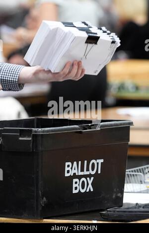 Votes are counted at the Edge Wigan for the Makerfield by-election ...