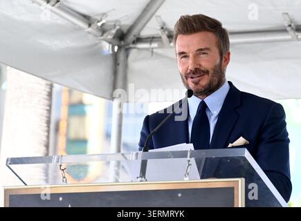 Soccer Player David Beckham speaks during his Hollywood Walk of Fame ...