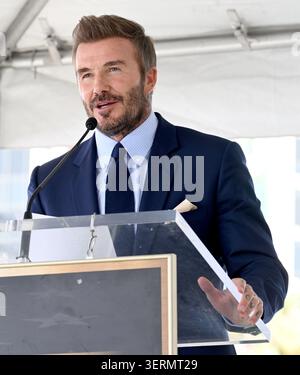 Soccer Player David Beckham speaks during his Hollywood Walk of Fame ...
