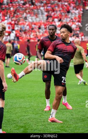 VANCOUVER, CANADA - JUNE 18: Nathan Saliba of Canada gets ready for a ...