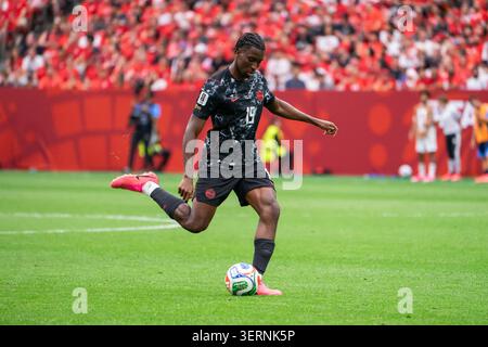 VANCOUVER, CANADA - JUNE 18: Moise Bombito of Canada controls the ball ...