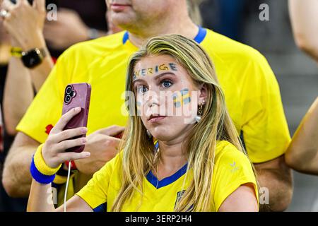 Monterrey, Mexico - June 14: A fan of Sweden cheer during the FIFA ...