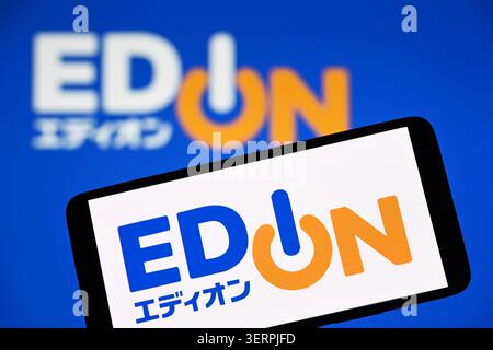 In this photo illustration, the EDION Corporation logo is seen ...