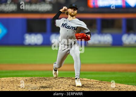 Miami Marlins starting pitcher Max Meyer stands on the mound during the ...
