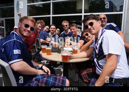 Scotland fans pose for photographs ahead of the FIFA World Cup Group C ...