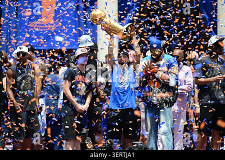 Confetti is flying in the air as players party at the rally celebrating ...