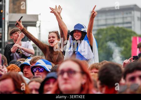 Dylan John Thomas performs at the Main stage on day one of TRNSMT ...