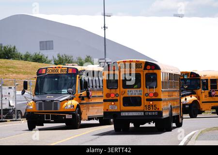 Scotland fans arriving at the Boston Stadium in School busses, ahead of ...