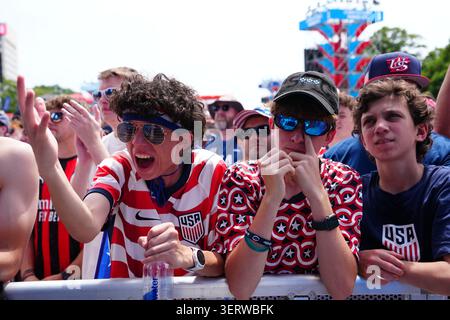Fans at the Kansas City Fan Zone watching the FIFA World Cup, Group D ...