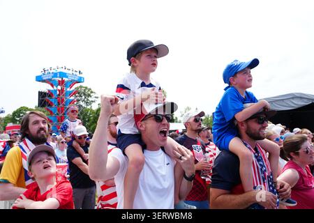 Fans at the Kansas City Fan Zone watching the FIFA World Cup, Group D ...