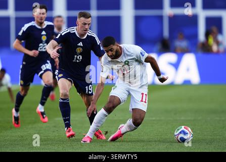 Ismael SAIBARI of Morocco and Lewis FERGUSON of Scotland during the ...