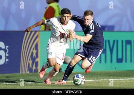 FOXBOROUGH - (LR) Brahim Diaz of Morocco, Scott McTominay of Scotland ...