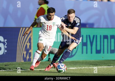 FOXBOROUGH - (LR) Lewis Ferguson of Scotland, Azzedine Ounahi of ...
