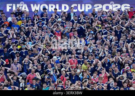 Scotland fans react in the stands during the FIFA World Cup Group C ...