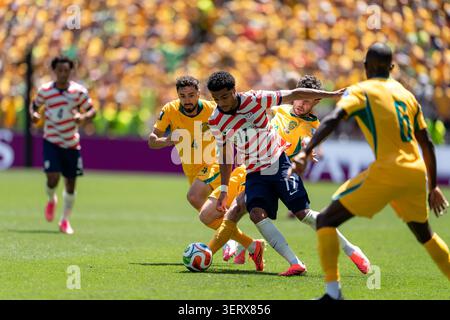 June 19, 2026: Australia midfielder Matthew Leckie (7) and =United ...