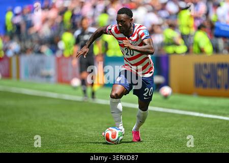 United States' Folarin Balogun (20) in action during the World Cup ...