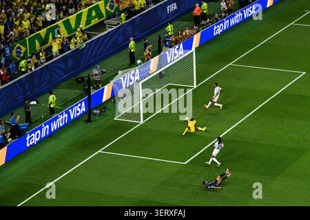 Matheus Cunha of Brazil scores a goal during the FIFA World Cup 2026 ...