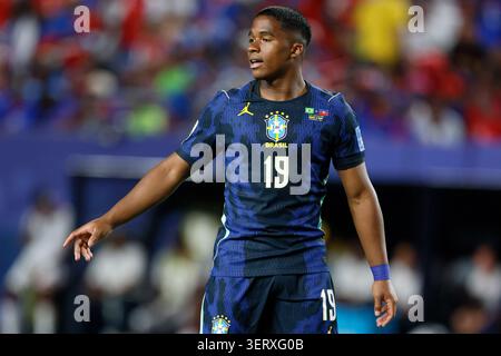 Endrick of Brazil in action during the FIFA World Cup 2026 Group C ...
