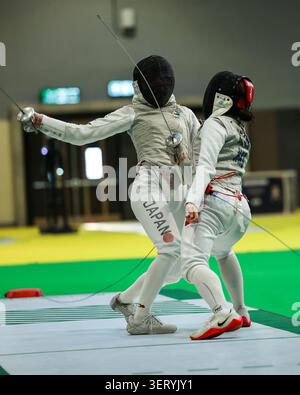 Sera Azuma of Japan vs. Cheng Hiu Wai Valerie of Hong Kong during Asian ...