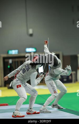 Sera Azuma of Japan vs. Cheng Hiu Wai Valerie of Hong Kong during Asian ...