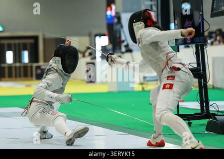 Sera Azuma of Japan vs. Cheng Hiu Wai Valerie of Hong Kong during Asian ...