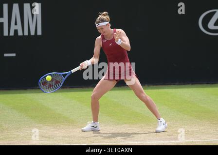 Marie Bouzkovaof the Czech Republic in action against Karolina Pliskova ...