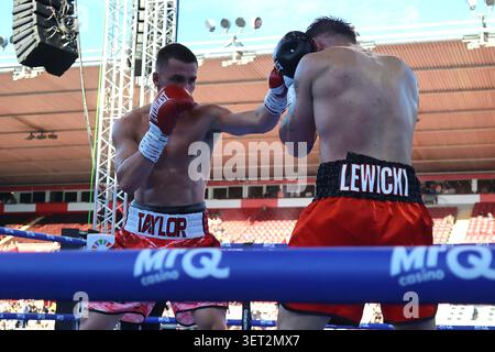 Taylor Bevan in action against Ryszard Lewicki (not pictured) in the ...
