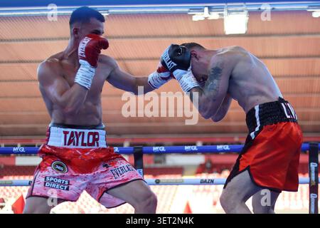 Taylor Bevan in action against Ryszard Lewicki (not pictured) in the ...