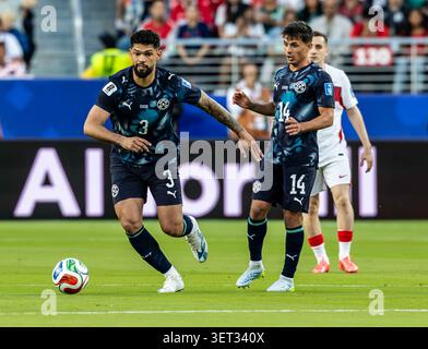 June 19 2026 Paraguay midfielder Miguel AlmirÃ³n (10)looks to pass the ...