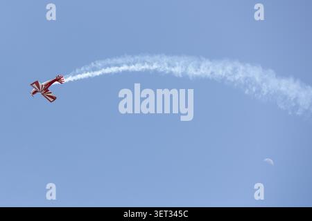 An aerobatic aircraft performs a manoeuvre during the Air Invictus ...